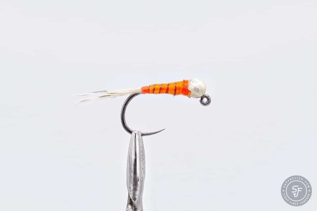 Perdigon Orange and Silver Jig - Kireitä siimoja - Superflies.com